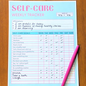 Self Care Weekly Checklist Daily Habit Tracker - Etsy