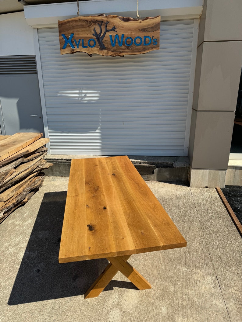 Custom Order Live Edge Oak Wood Table, Oak Dining Table, Wooden Dining ...