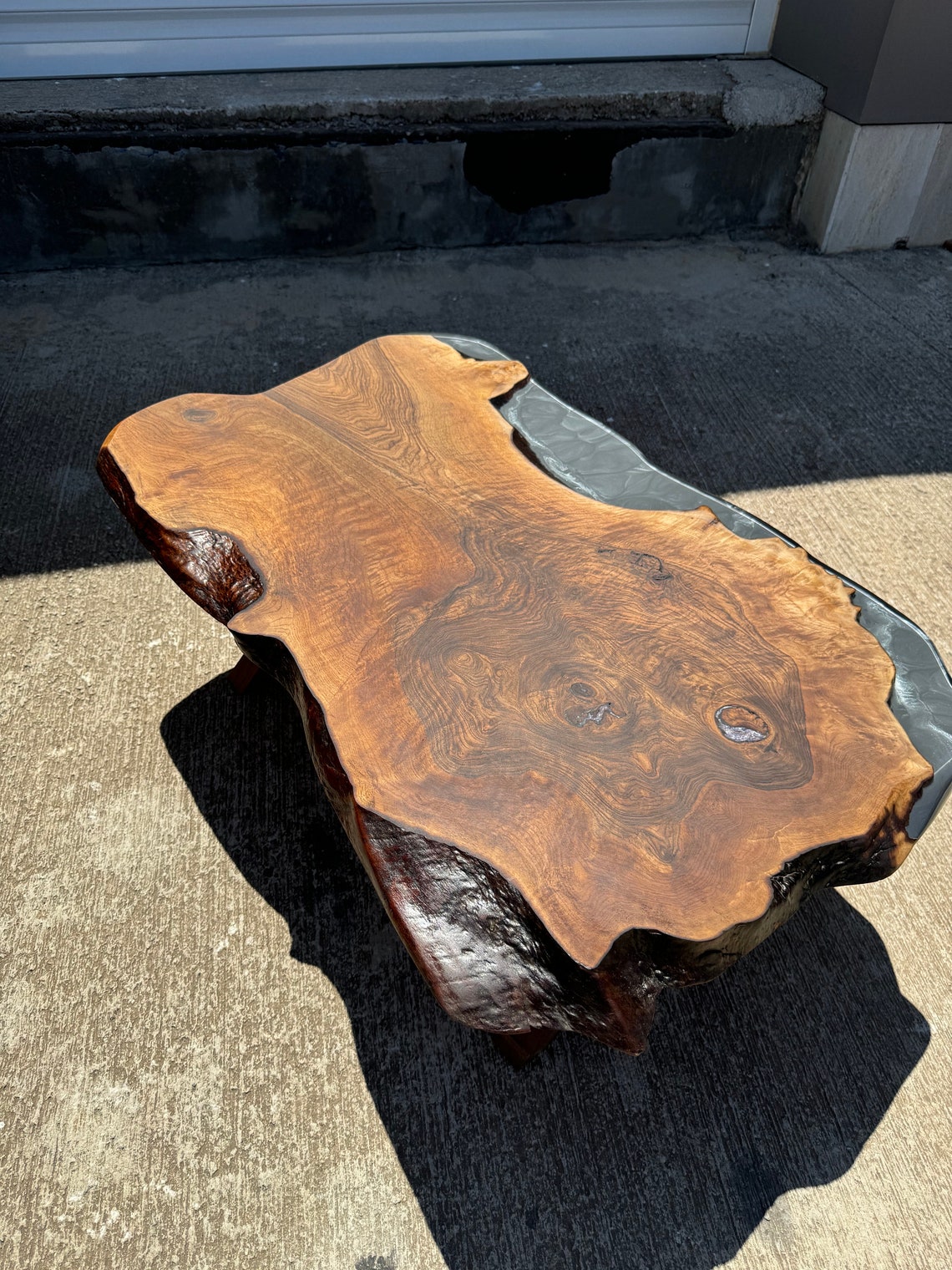 Custom Order Live Edge Epoxy Coffee Table, Walnut Wood Gray Epoxy ...