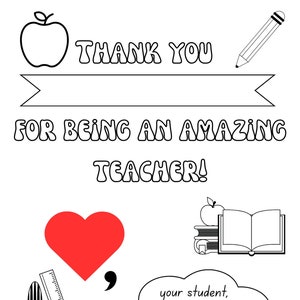 Teacher Appreciation Thank You Note Personalized Template - Etsy
