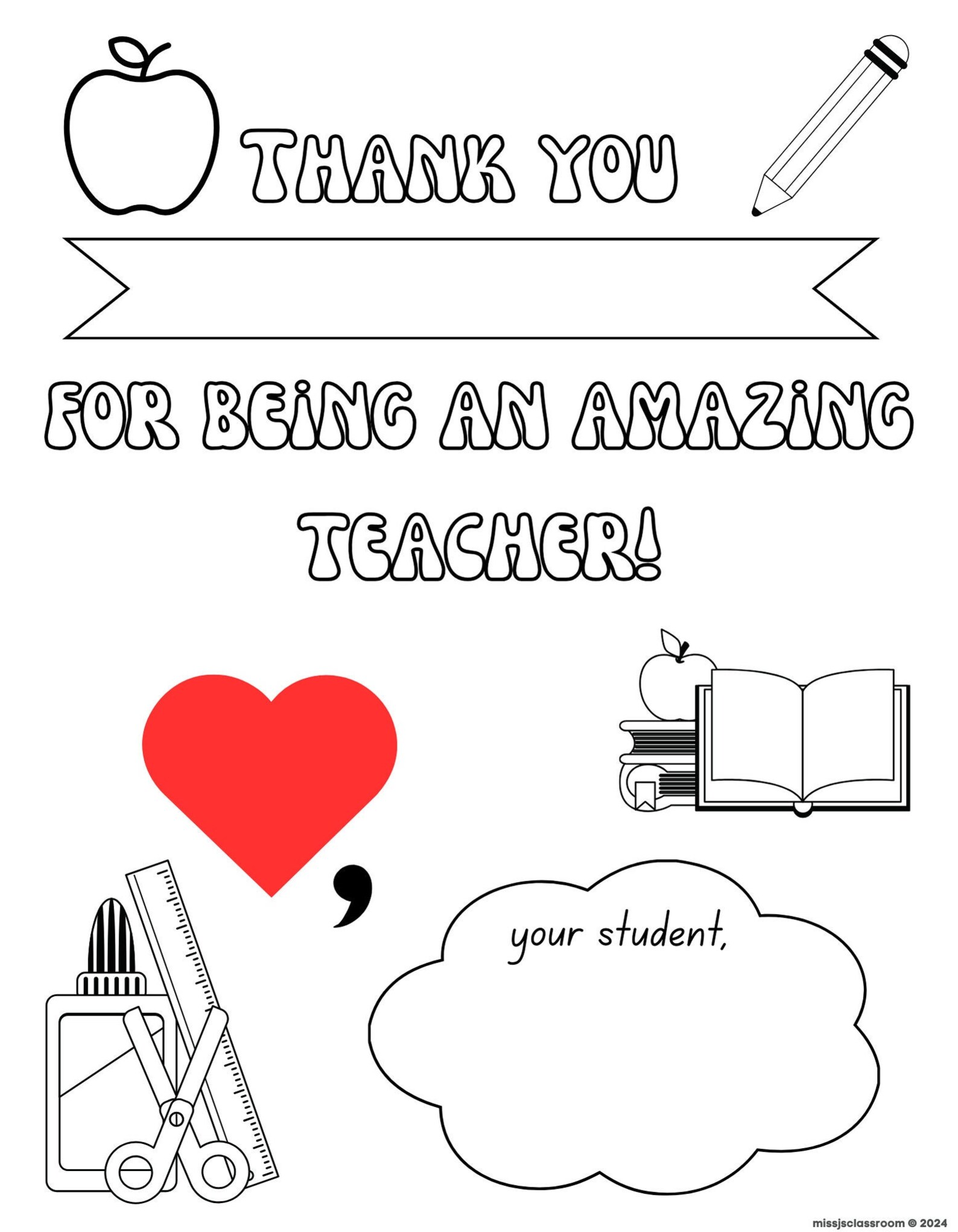Teacher Appreciation Thank You Note Personalized Template - Etsy