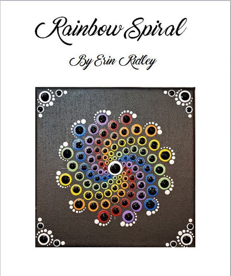 Rainbow Spiral Pattern Dot Mandala Tutorial Dot Painting | Etsy