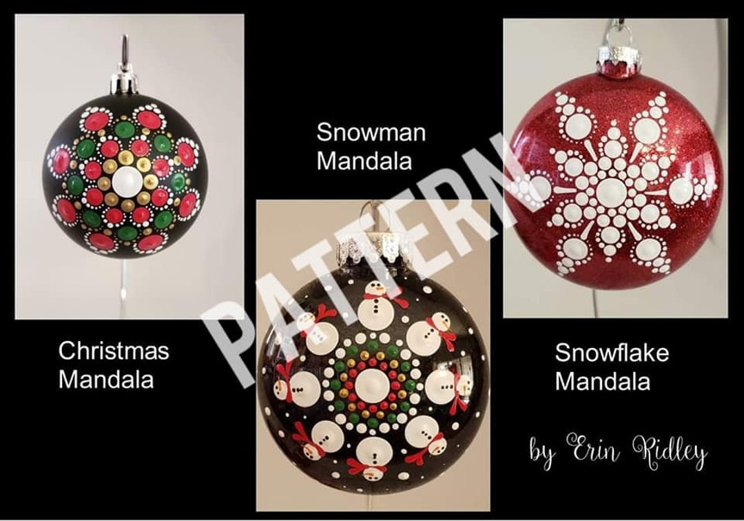 Christmas Ornaments Set 1, Dotting Pattern, Ornaments, Snowman Mandala ...