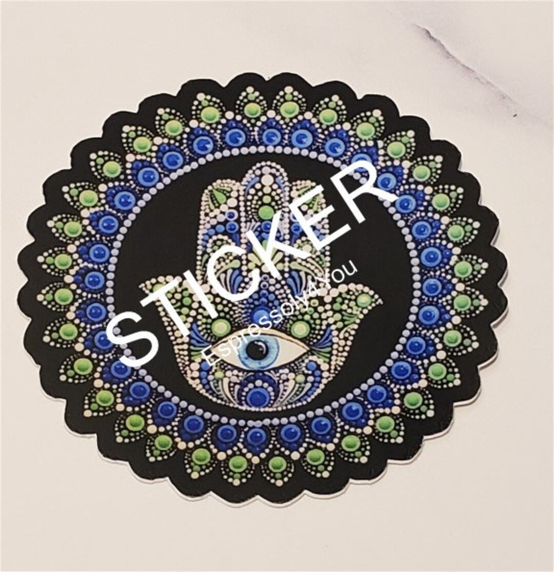 Hamsa Sticker, Dotted Hamsa Hand, Vinyl Sticker, Waterproof Sticker ...