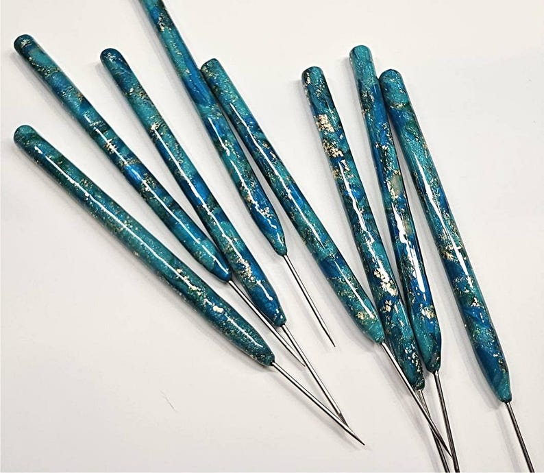 Turquoise and Gold Dot Art Swoosh Tool: Mandala Microdotting Needle ...