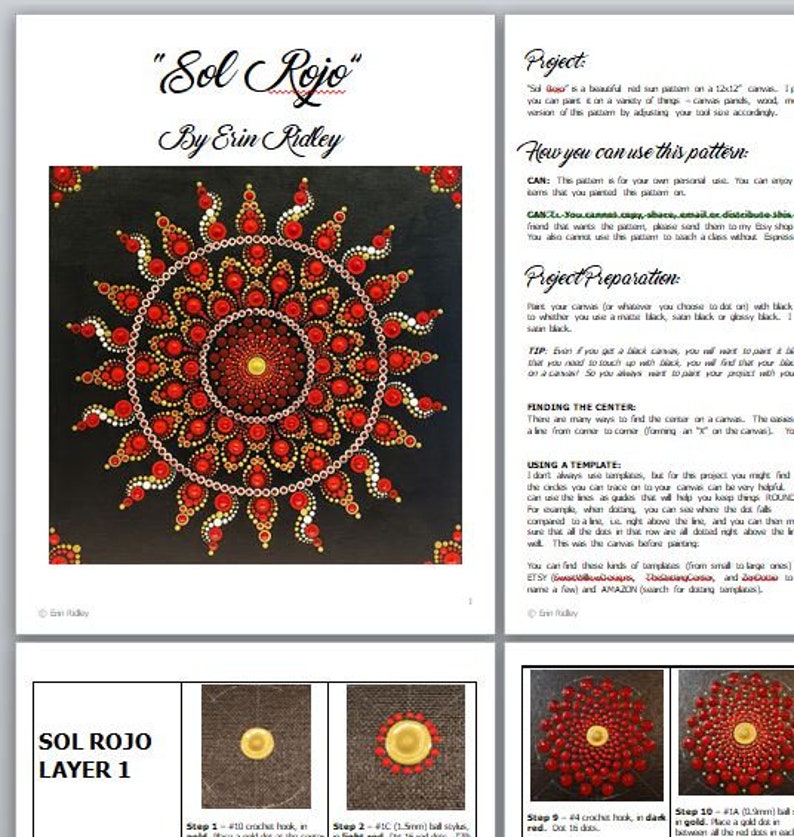 Sol Rojo Pattern Instructions Dotting Pattern Dot - Etsy