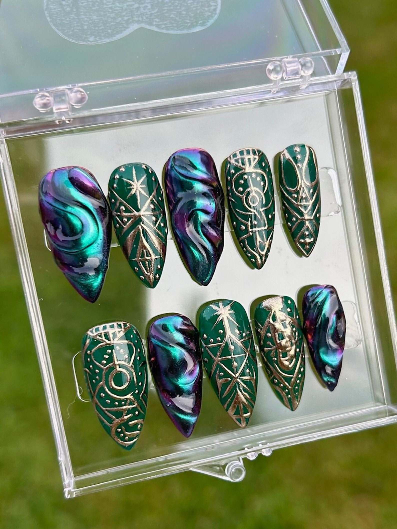 Custom Reusable Press on Nails Mythical Forest Nails Mythical Design ...