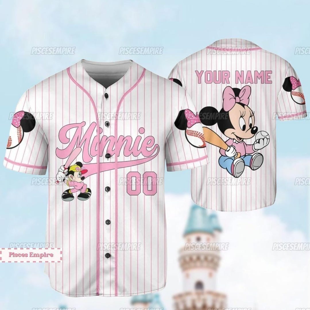 Custom Disney Minnie Baseball Jersey, Minnie Mouse Baseball Shirt ...