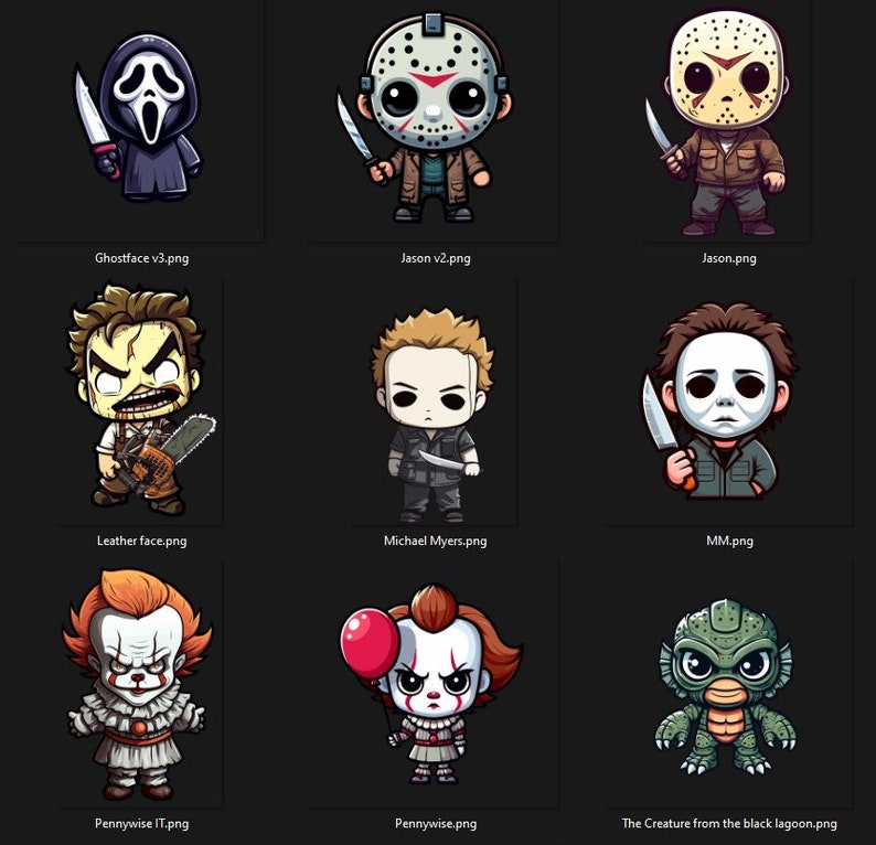 Horror Movie Characters Bundle T-shirt Designs Artwork Vectors PDF - Etsy