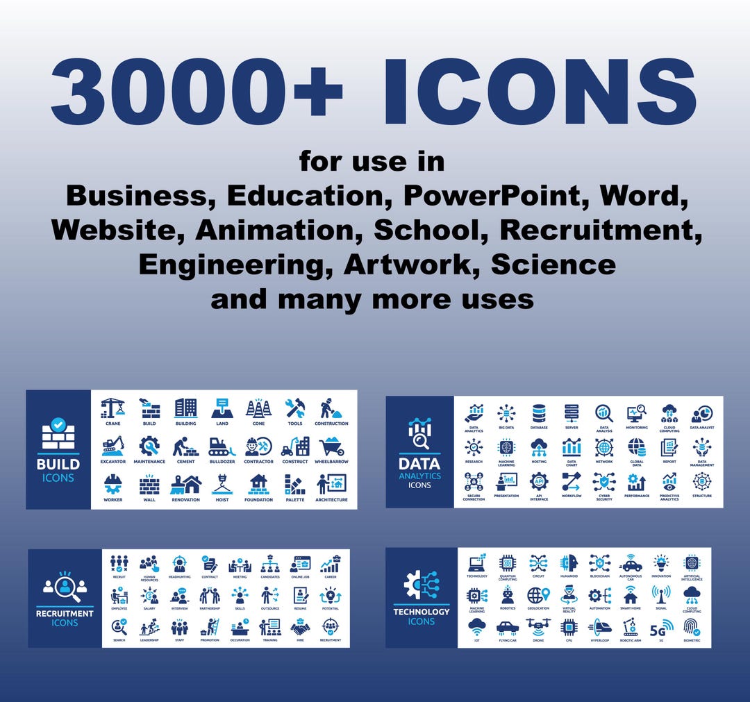 Business Icons Approx 3000 Mixed Icons for Powerpoint, Design, Brochure ...