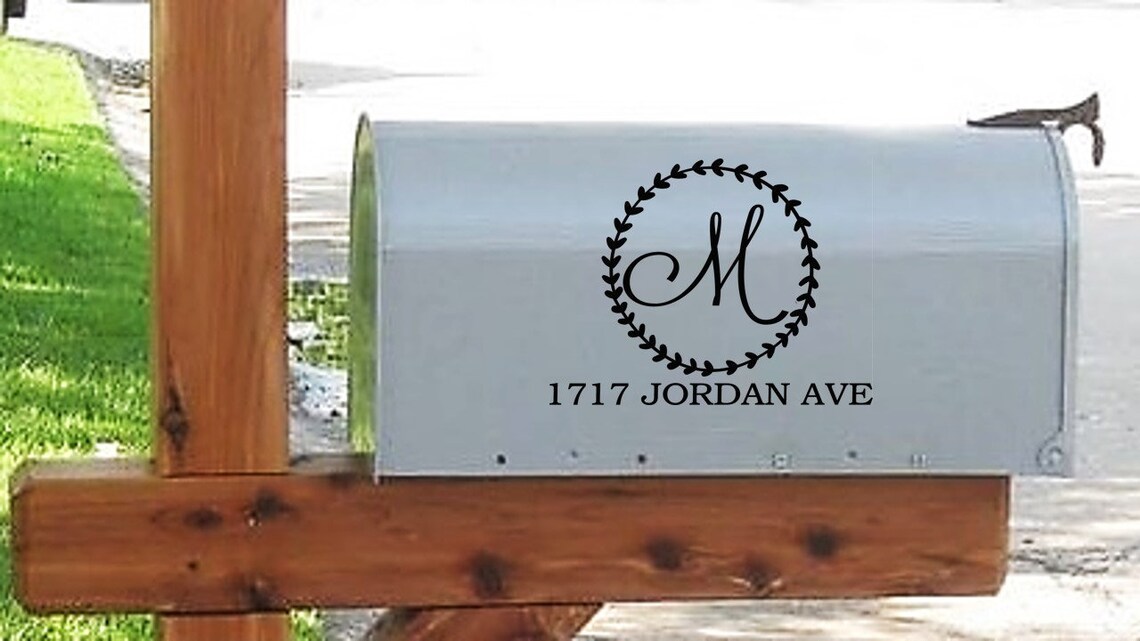 Monogram Wall Mount Mailbox Decal / Custom Mailbox Decal / Mailbox ...