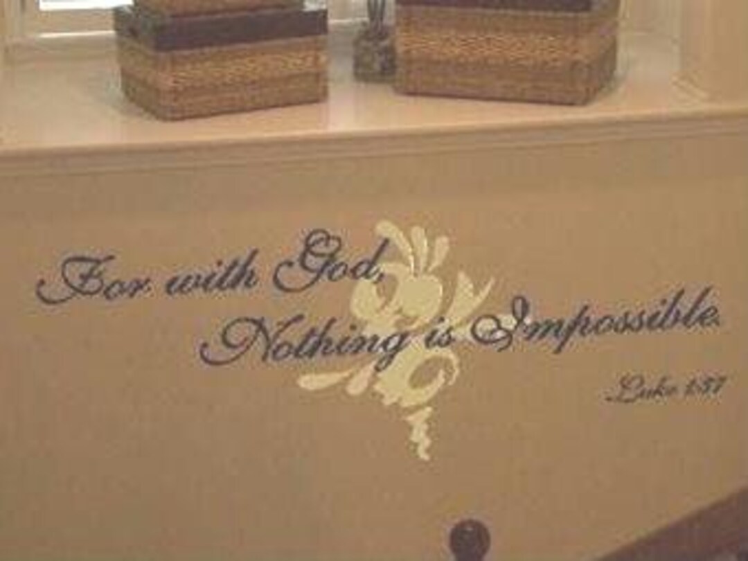 For With God, Nothing is Impossible Wall Decal With Overlay Design ...
