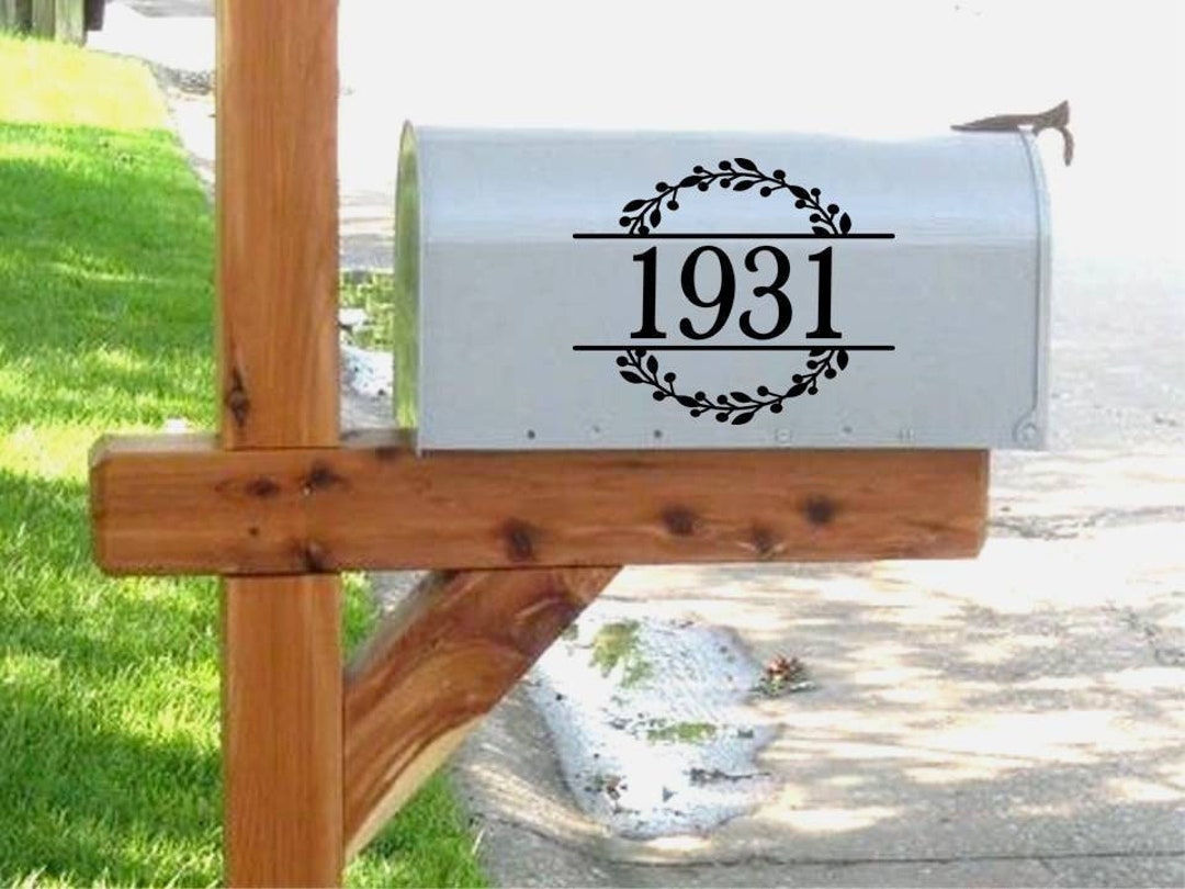 Mailbox Numbers With Wreath Decal / Custom Mailbox Decal / Mailbox ...