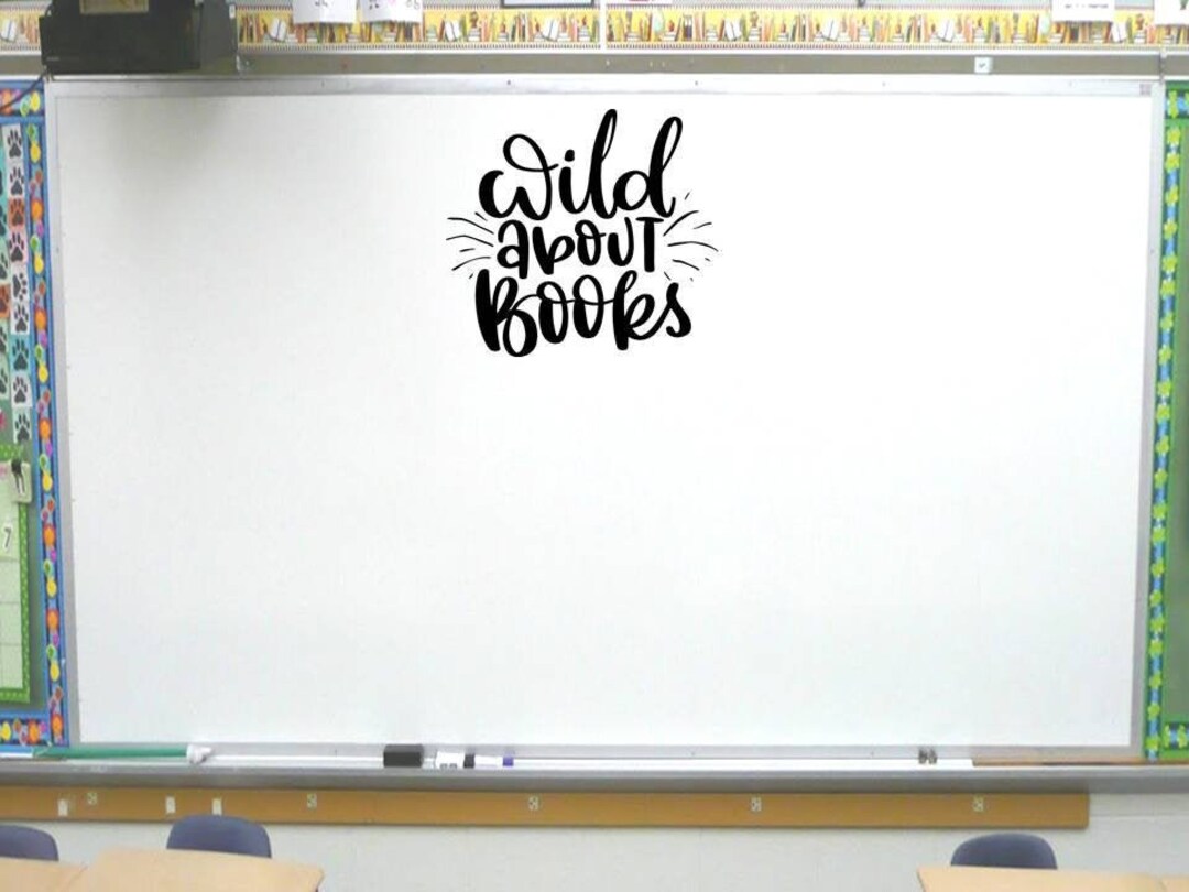 Wild About Books Decal / Whiteboard Decal / Classroom Door Vinyl Wall ...