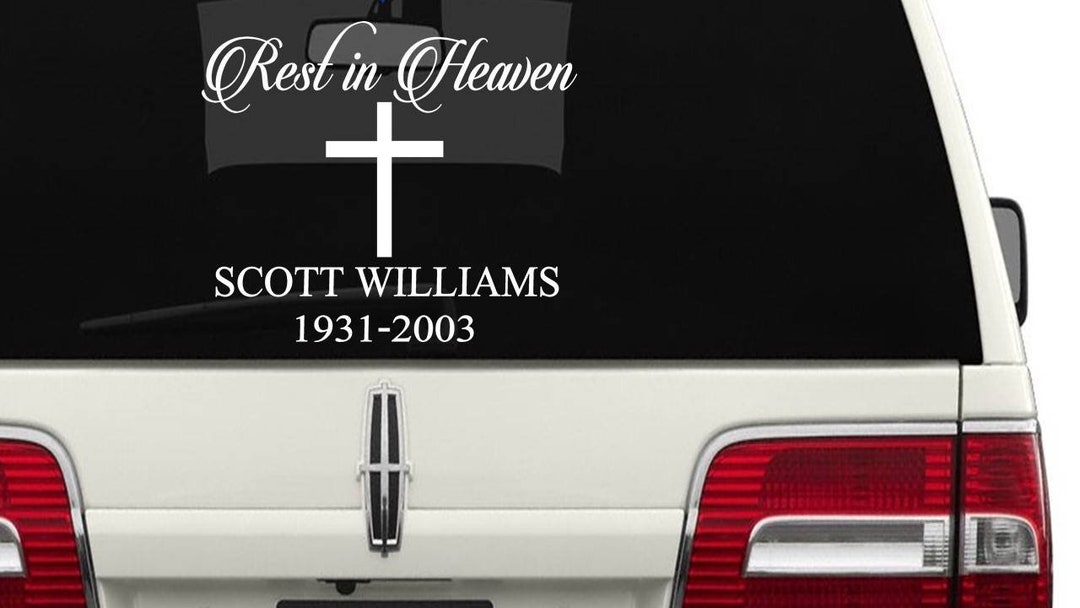 Rest in Heaven With Cross Memorial Decal/ Rest in Peace Memorial Car ...