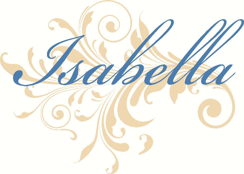 Wall Decal Elegant Script Name Overlay With Flourish Graphic | Etsy
