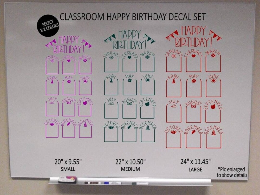 Classroom Happy Birthday Decal Set / Classroom Birthday Decals ...