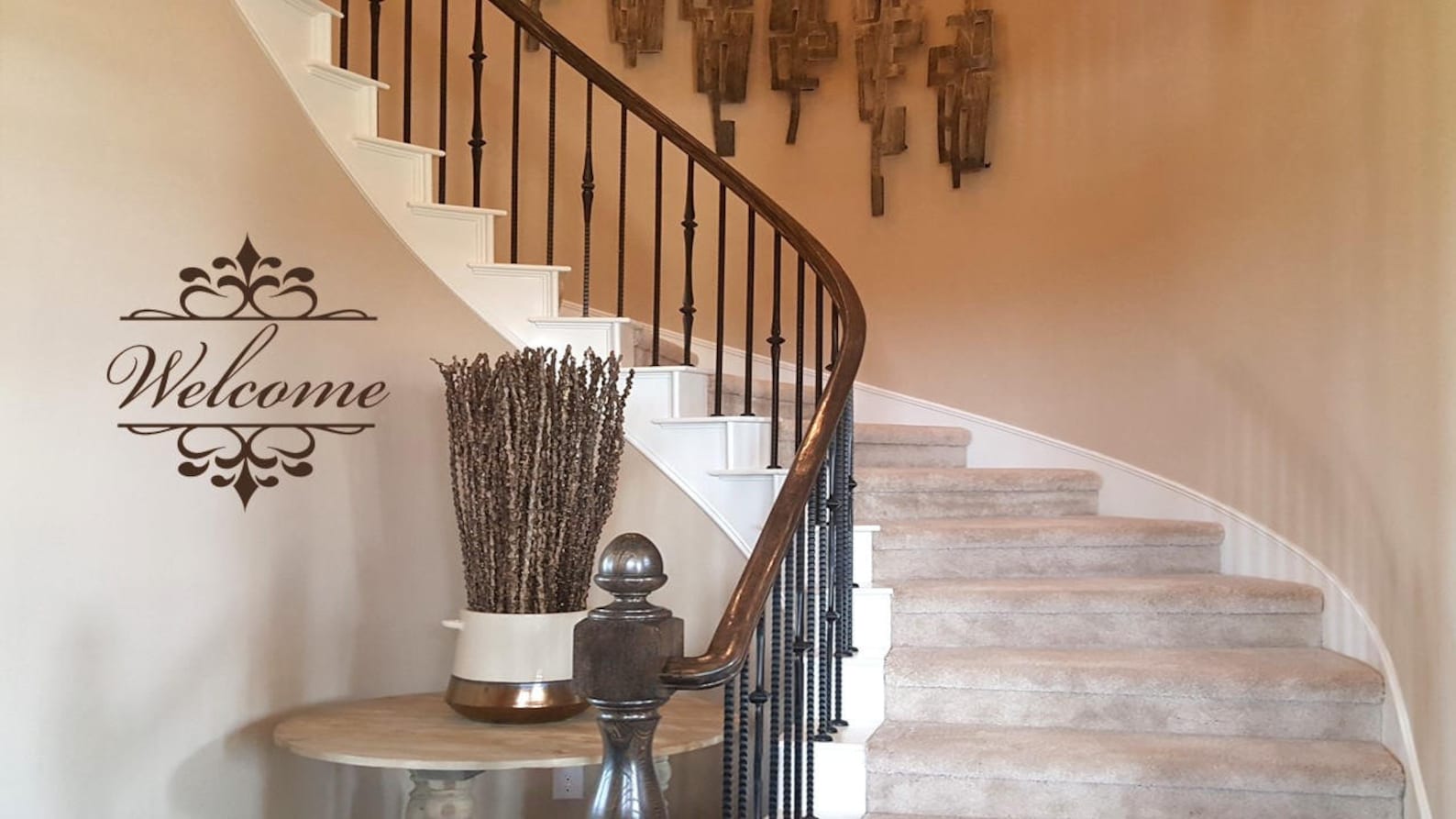 Wall Decal Welcome With Flourish Motif Frame Wall Decal Wall - Etsy