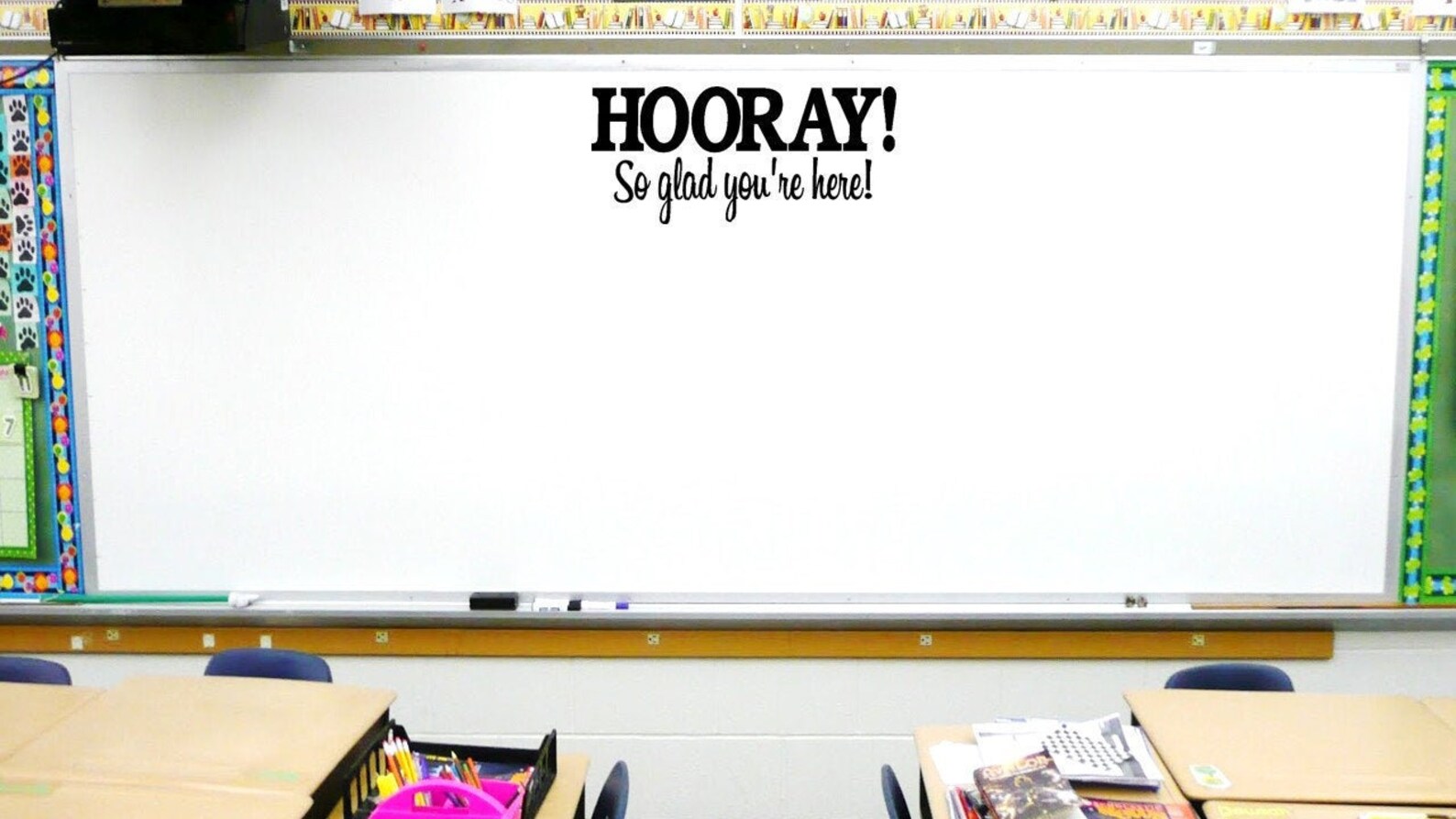 HOORAY! so Glad You Are Here! Decal / Classroom Door Vinyl Wall Decal ...