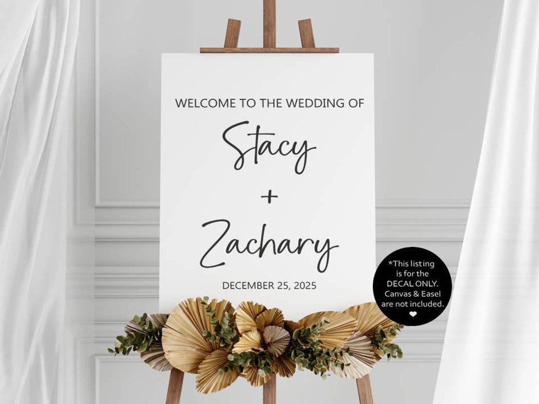 Modern Wedding Welcome Decal / Bride Groom Welcome Decal / DIY Wedding ...