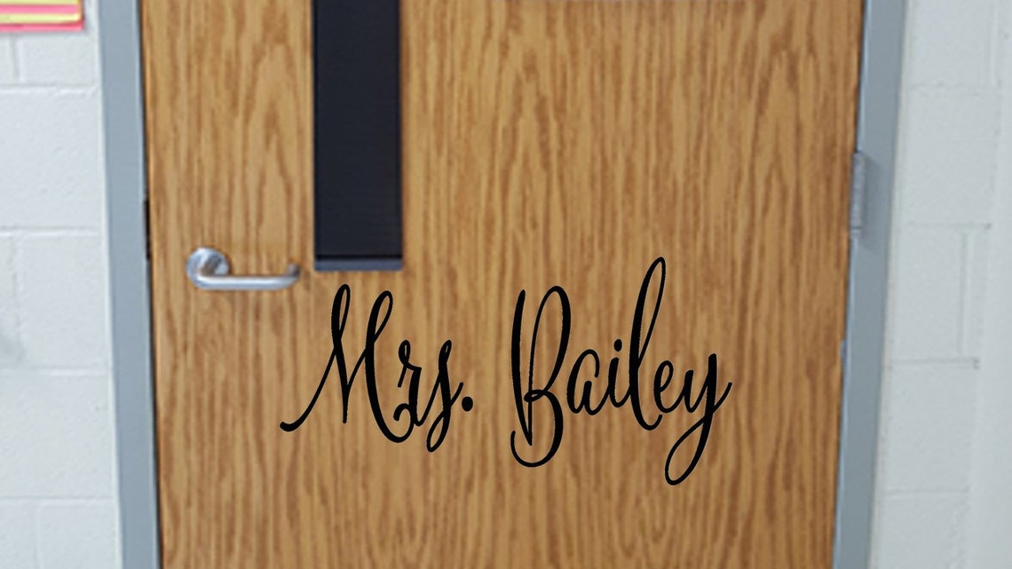 Teacher Name Decal for Door / Teacher Desk Sticker / School Office Name ...