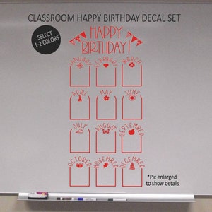 Classroom Birthday Decal Set / Classroom Happy Birthday Decals ...