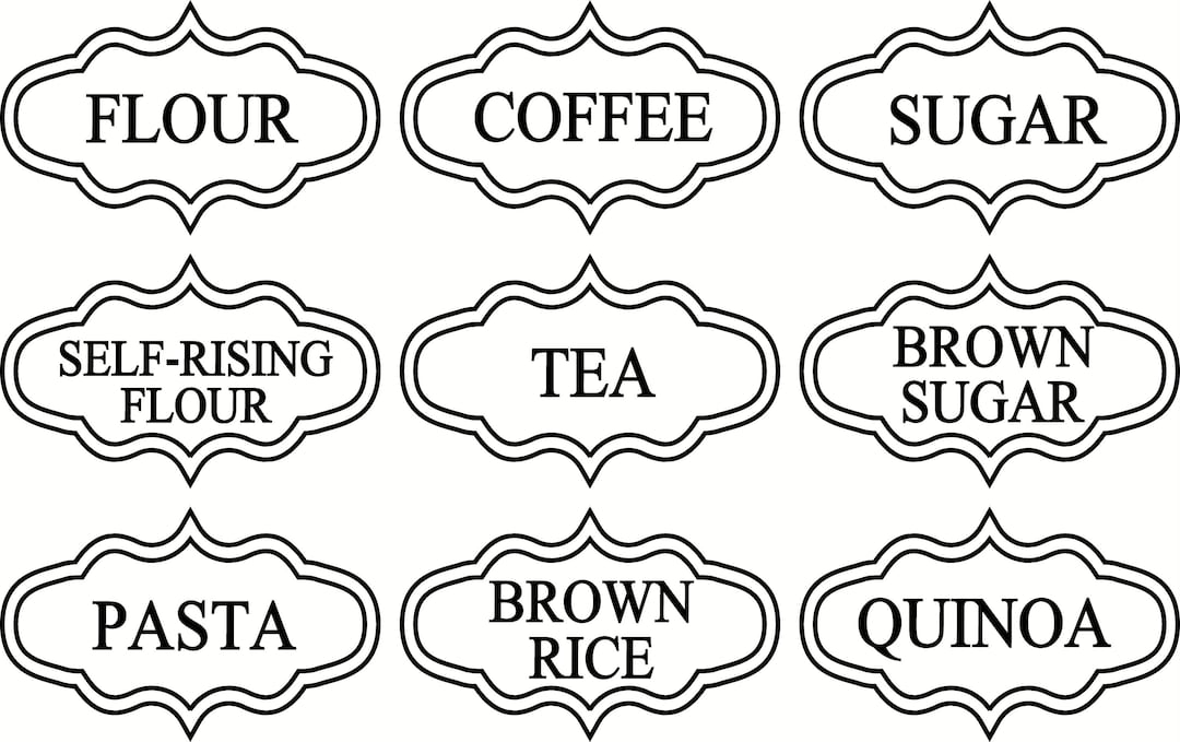 Kitchen Organization Label Decals / Pantry Label Decals / Jar Label ...