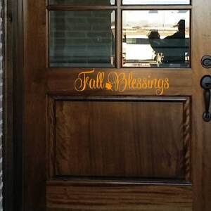 Fall Blessings Door or Wall Decal/ Fall Leaf Thanksgiving Sign ...