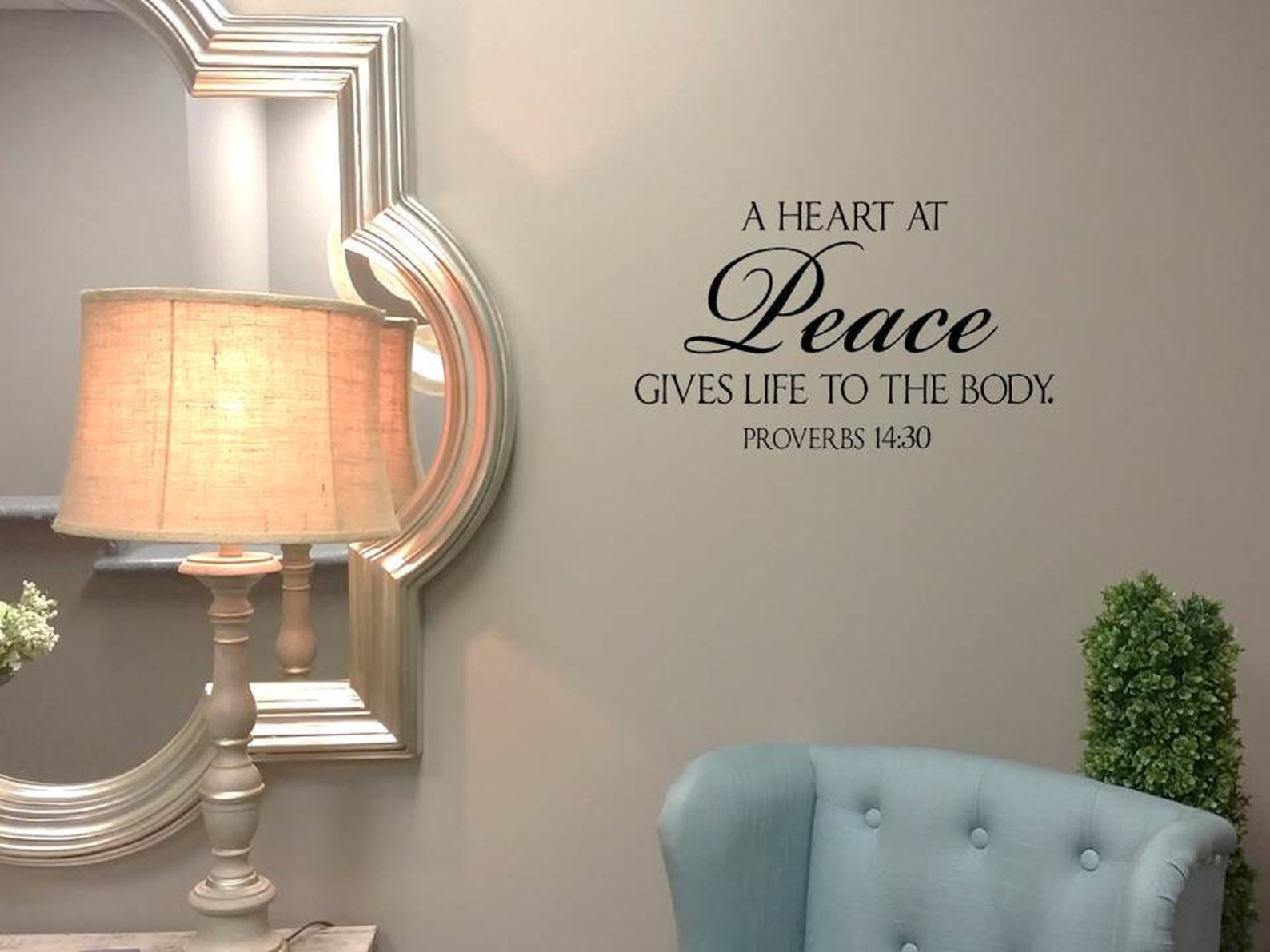 A Heart at Peace Gives Life to the Body Wall Decal / Proverbs - Etsy