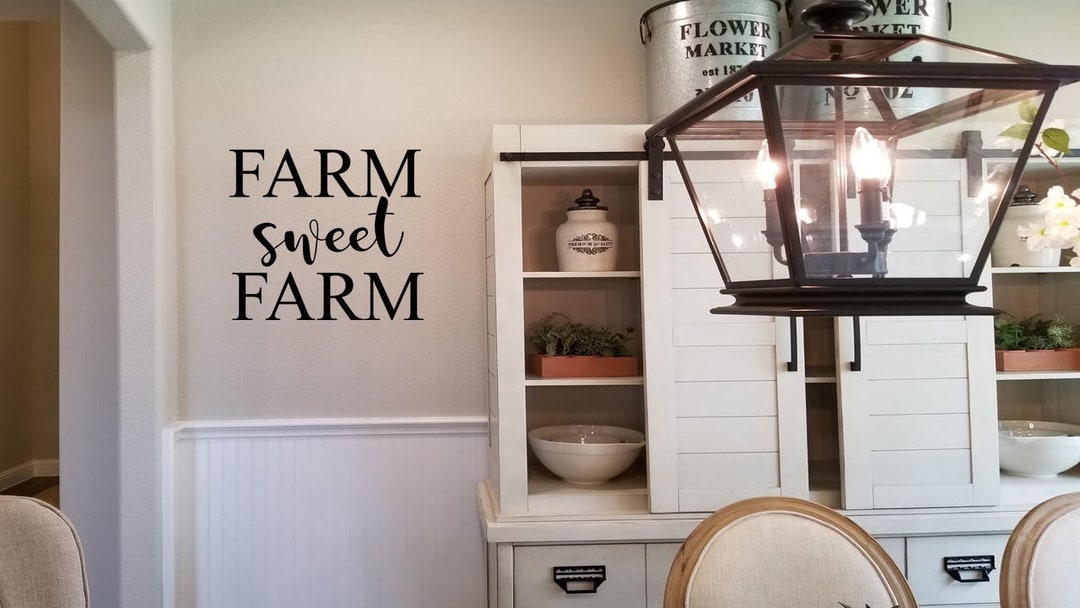 Farm Sweet Farm Wall Decal/modern Farmhouse Kitchen Sign Decal, Dining ...