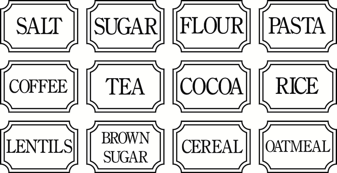 Kitchen Organization Labels / Pantry Label Decals / Jar Label Stickers ...