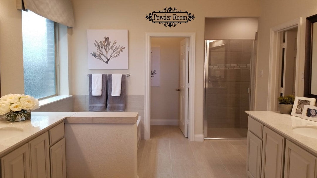 Powder Room With Ornate Frame Wall Decal - Etsy