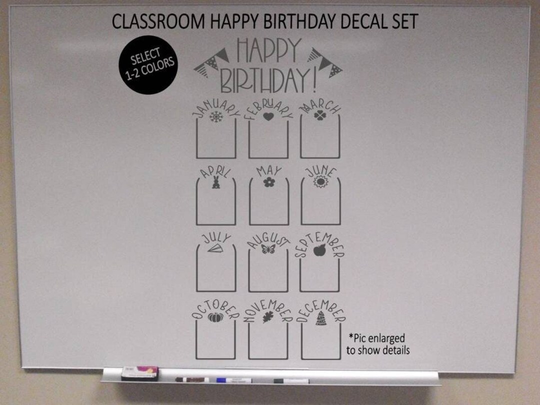 Classroom Birthday Decal Set / Classroom Happy Birthday Decals ...