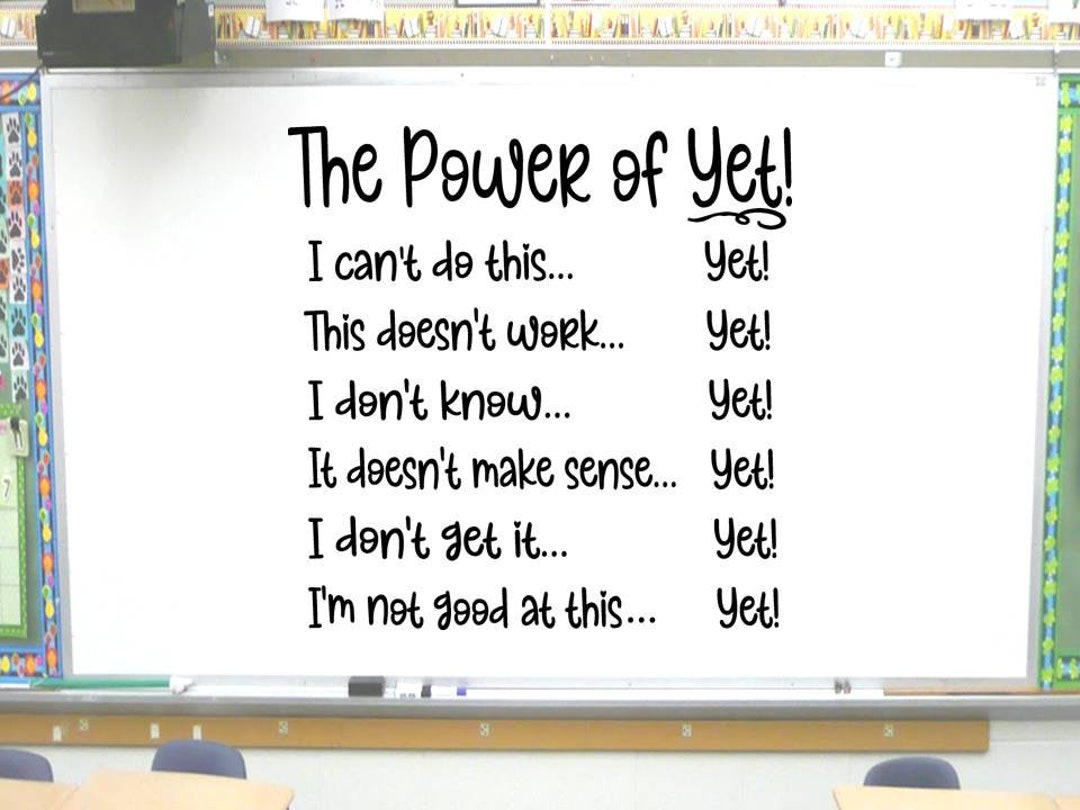 The Power of yet Decal / Student Mindset Growth Wall Decal / School ...