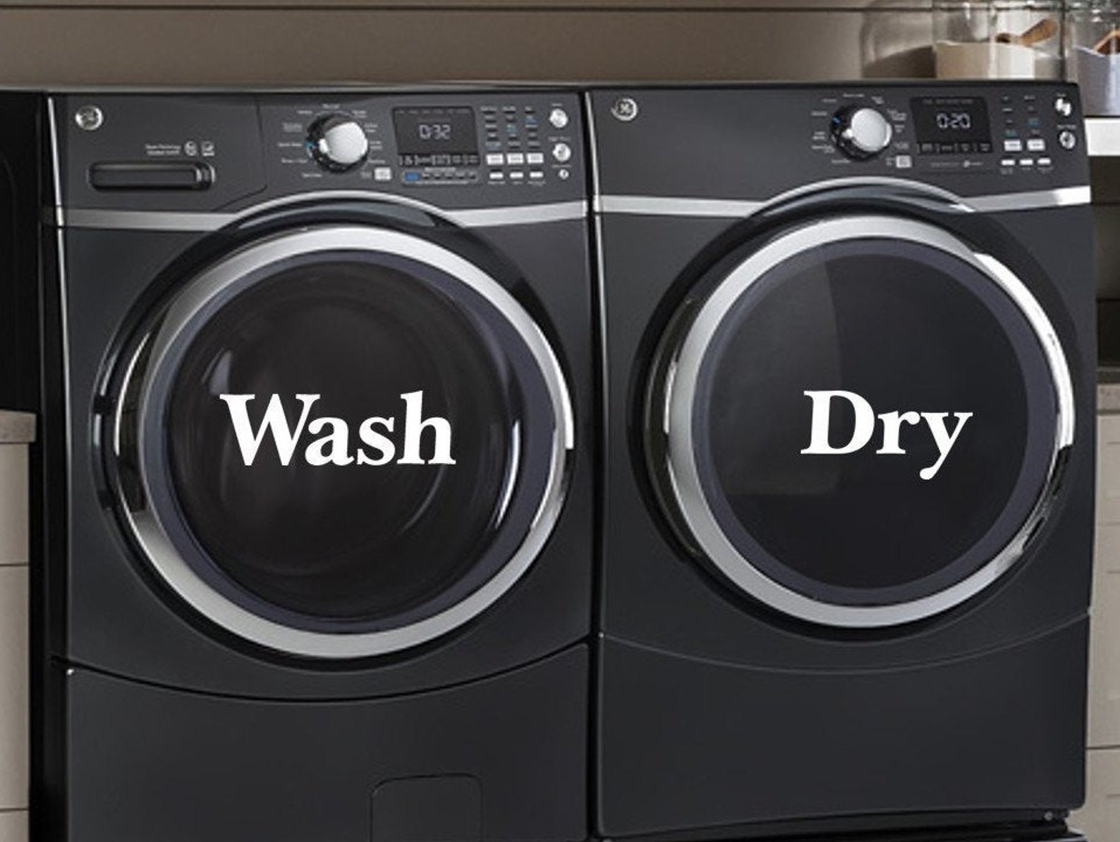 Classic Style Washer & Dryer Decals With Double Ring / Laundry Room ...