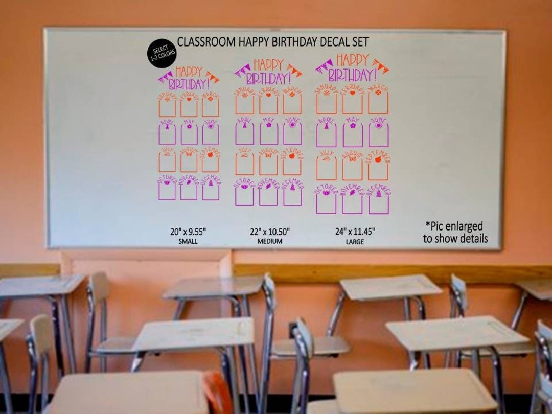 Classroom Birthday Decal Set / Classroom Happy Birthday Decals - Etsy