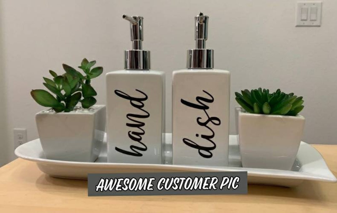 Hand Dish Decal Labels / Kitchen Decor / Hand Soap Label / Dish Soap ...