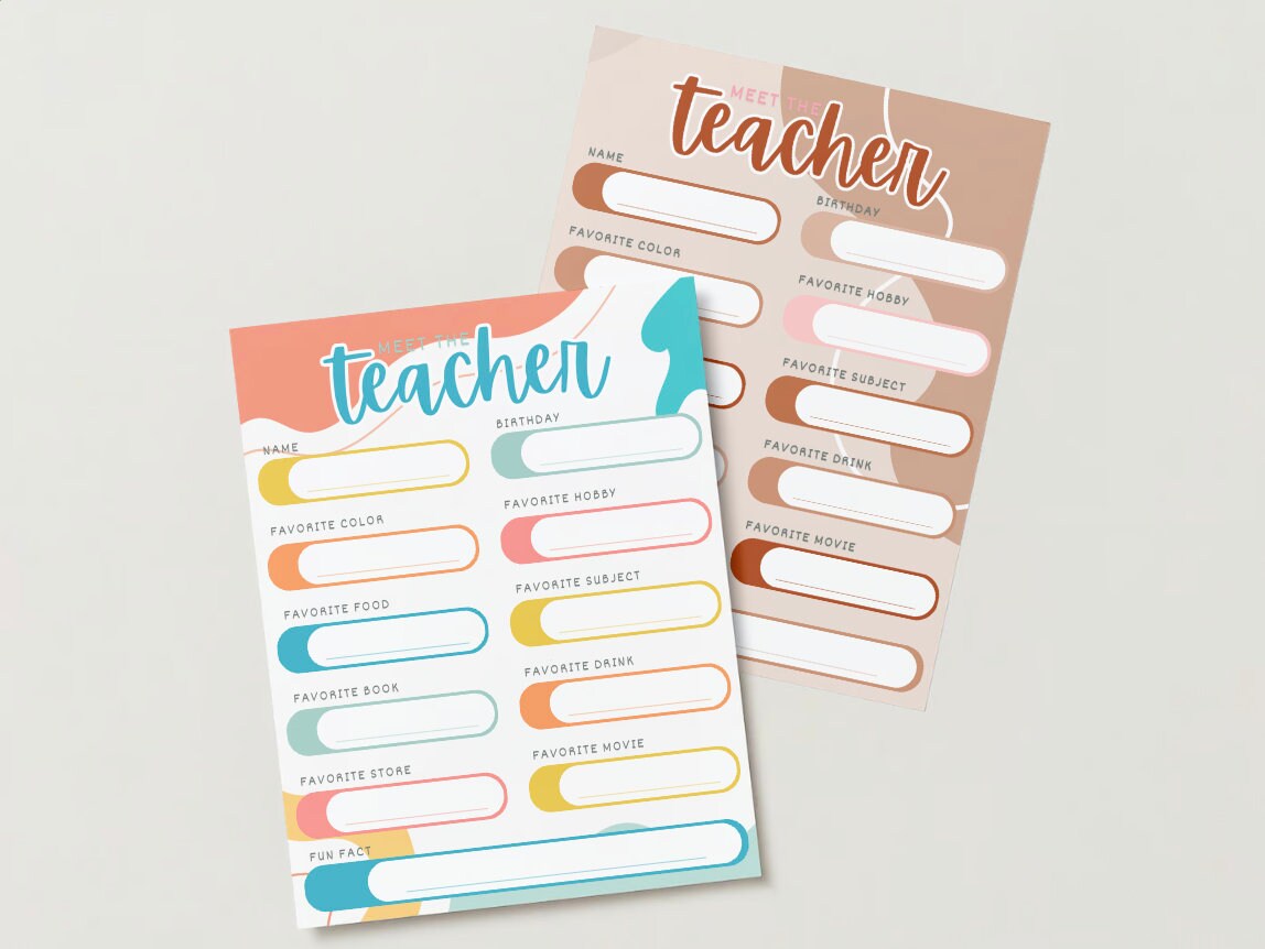 Meet the Teacher - 5 Pack - Printable - Etsy