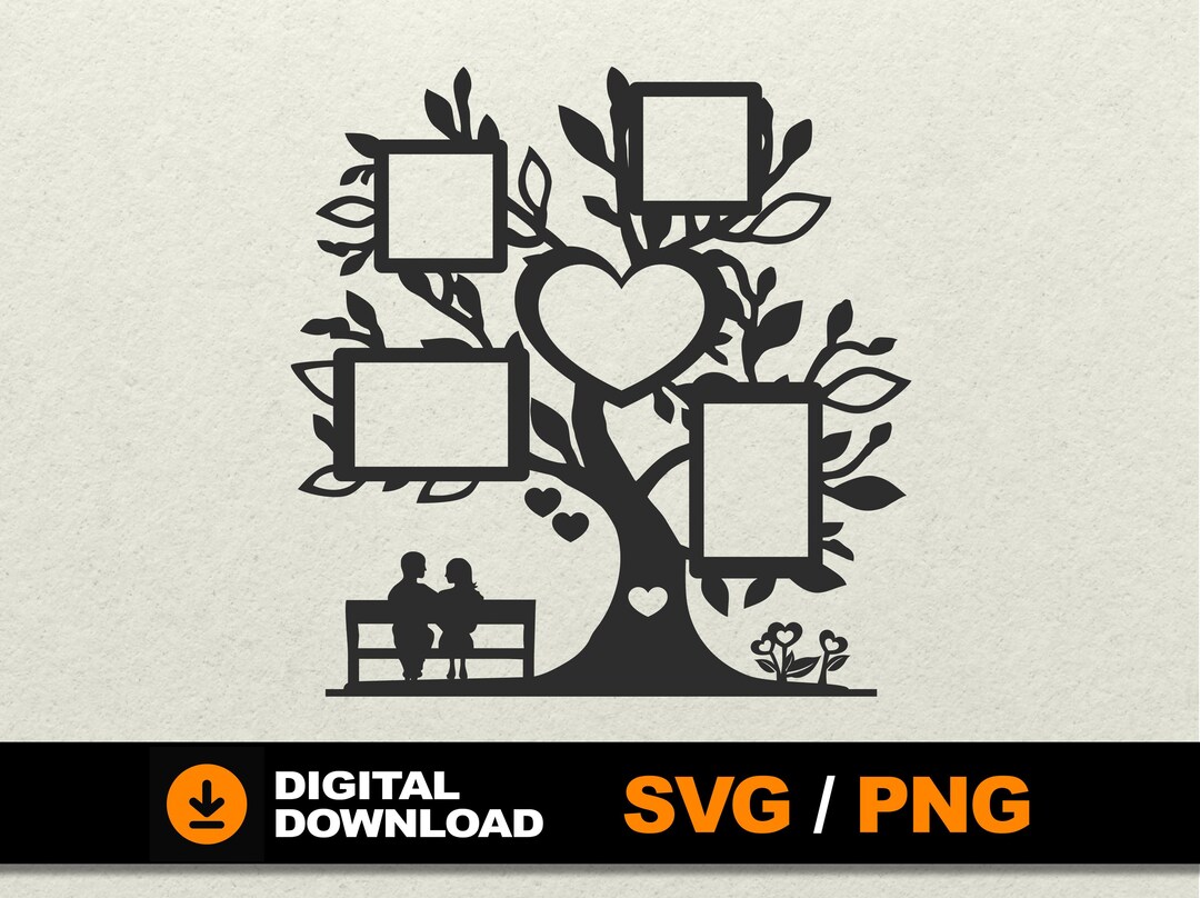 Family Tree Photo Frame, Photo Frame SVG, Tree Frame Svg, Tree of Life ...