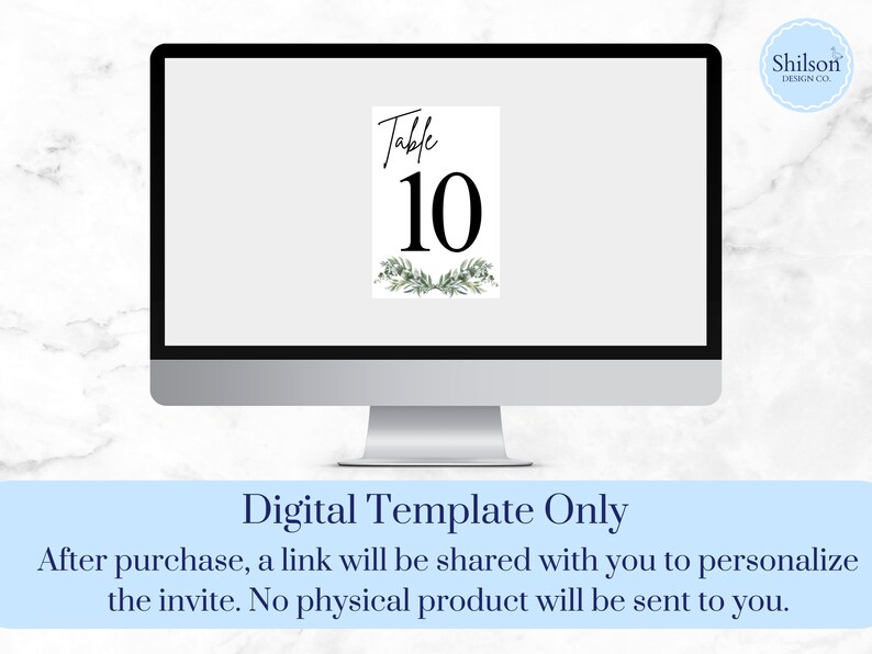 Simple Wedding Table Number Template Romantic Green, Digital Download ...