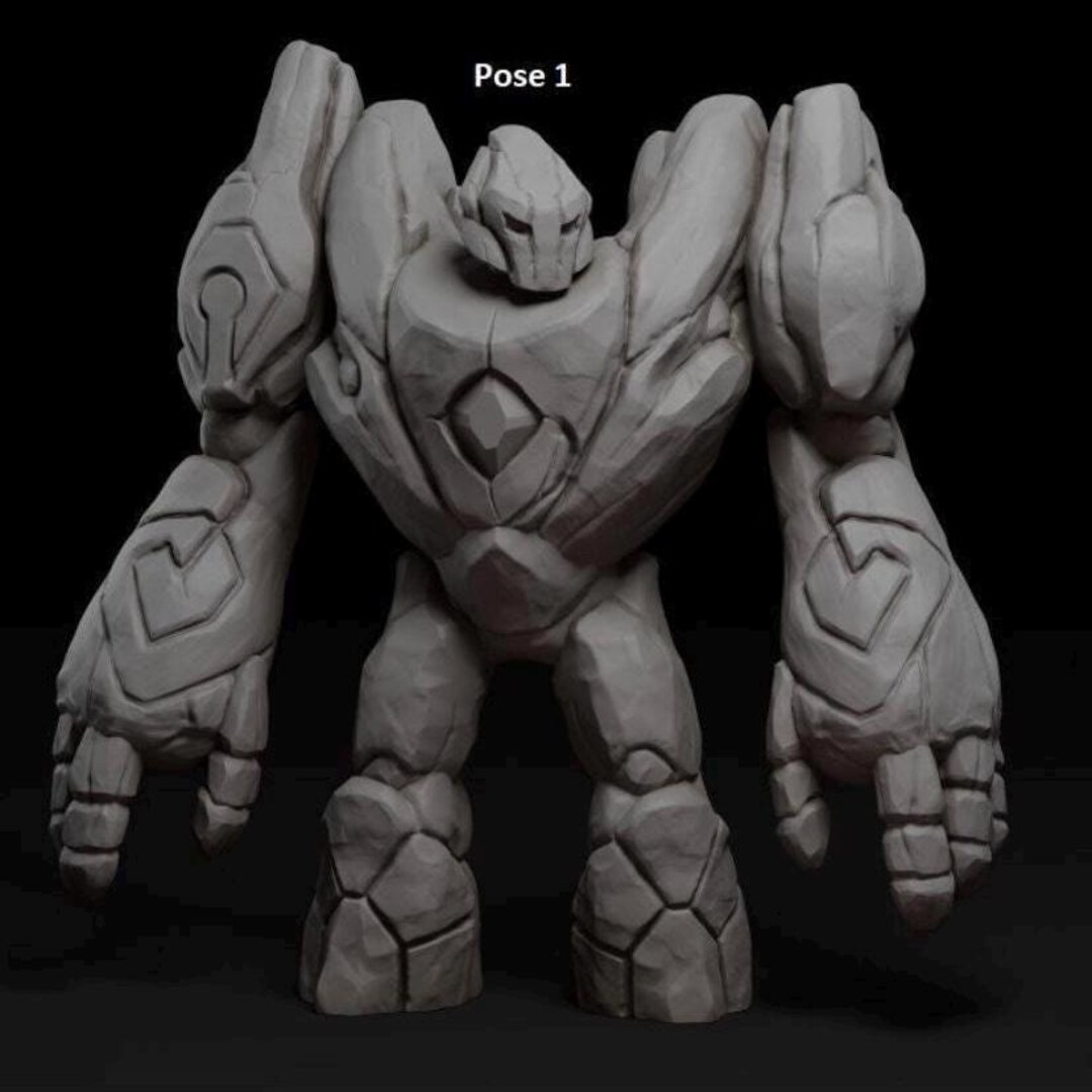 Stone Golem 3 Poses Bundle Earth Elemental Set Miniature for DND RPG ...