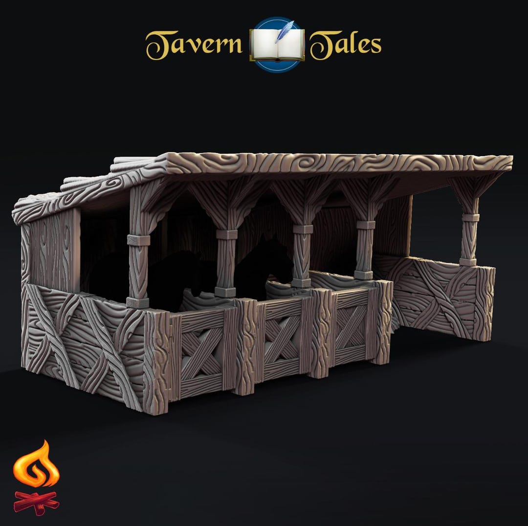 Horse Stables With Working Doors | Barn Building | Farm Stalls | Tabletop Terrain | Medival ...