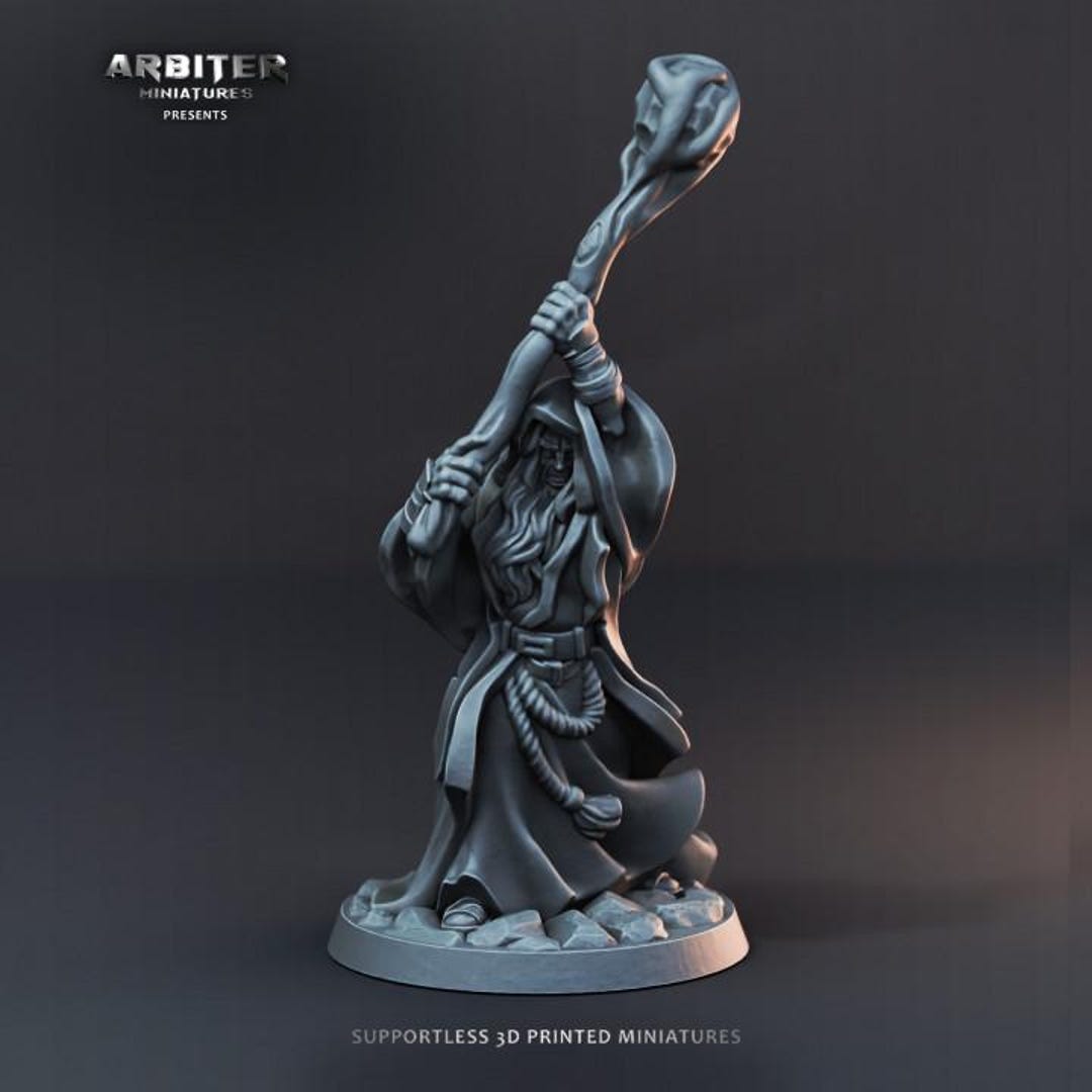 Male Wizard With Magic Staff Player Character Class NPC DND Miniatures ...