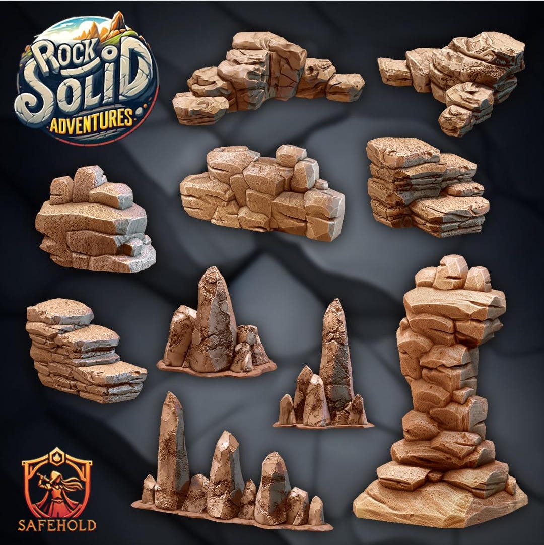 Rock Cover and Stairs Bundle 10x | Stone Walls | Tabletop Terrain ...