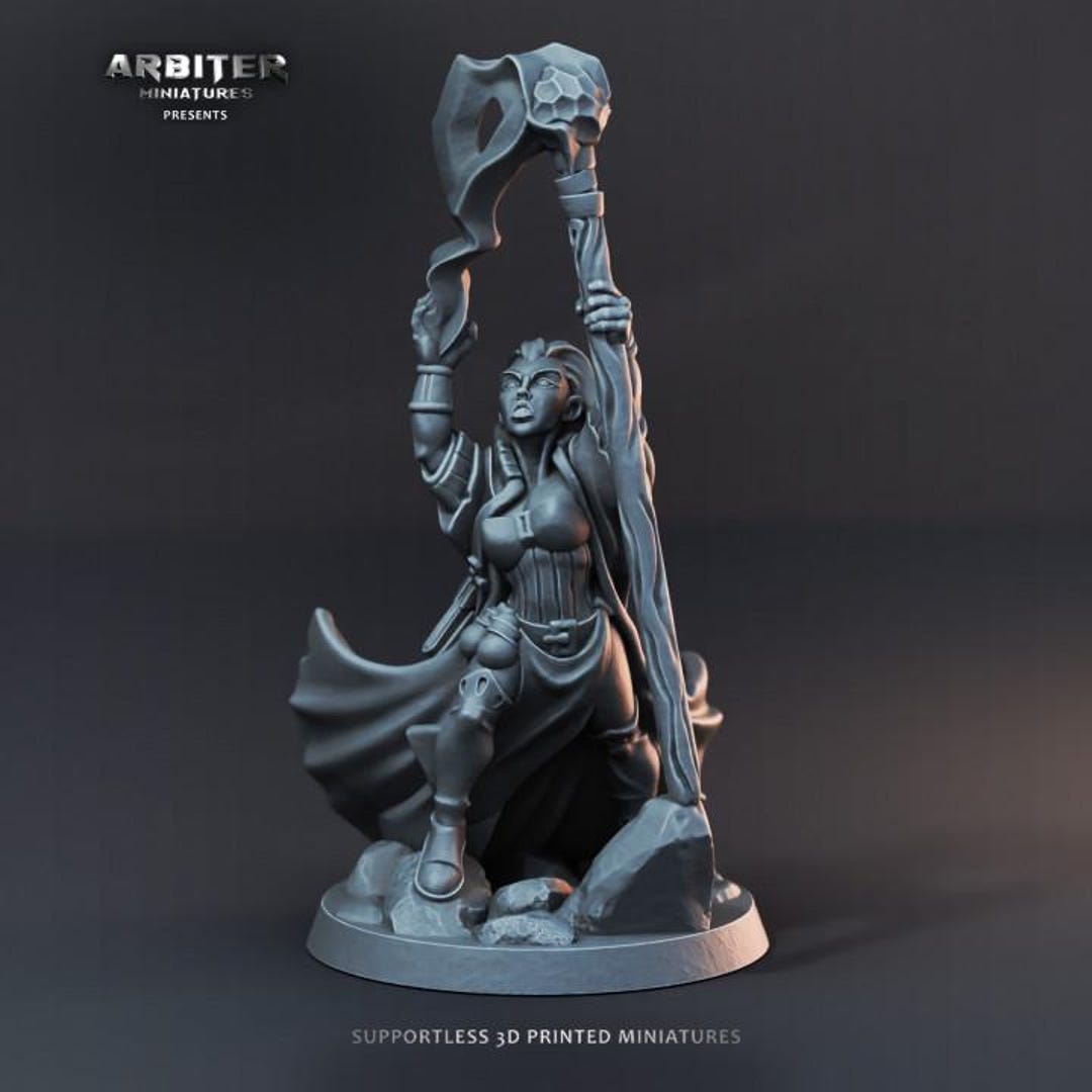 Female Sorcerer With Magic Staff Player Character Class NPC DND ...