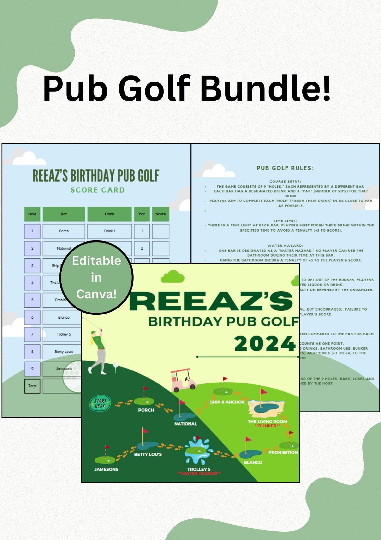Pub Golf Bundle - Scoresheet, Map & Rules - Etsy