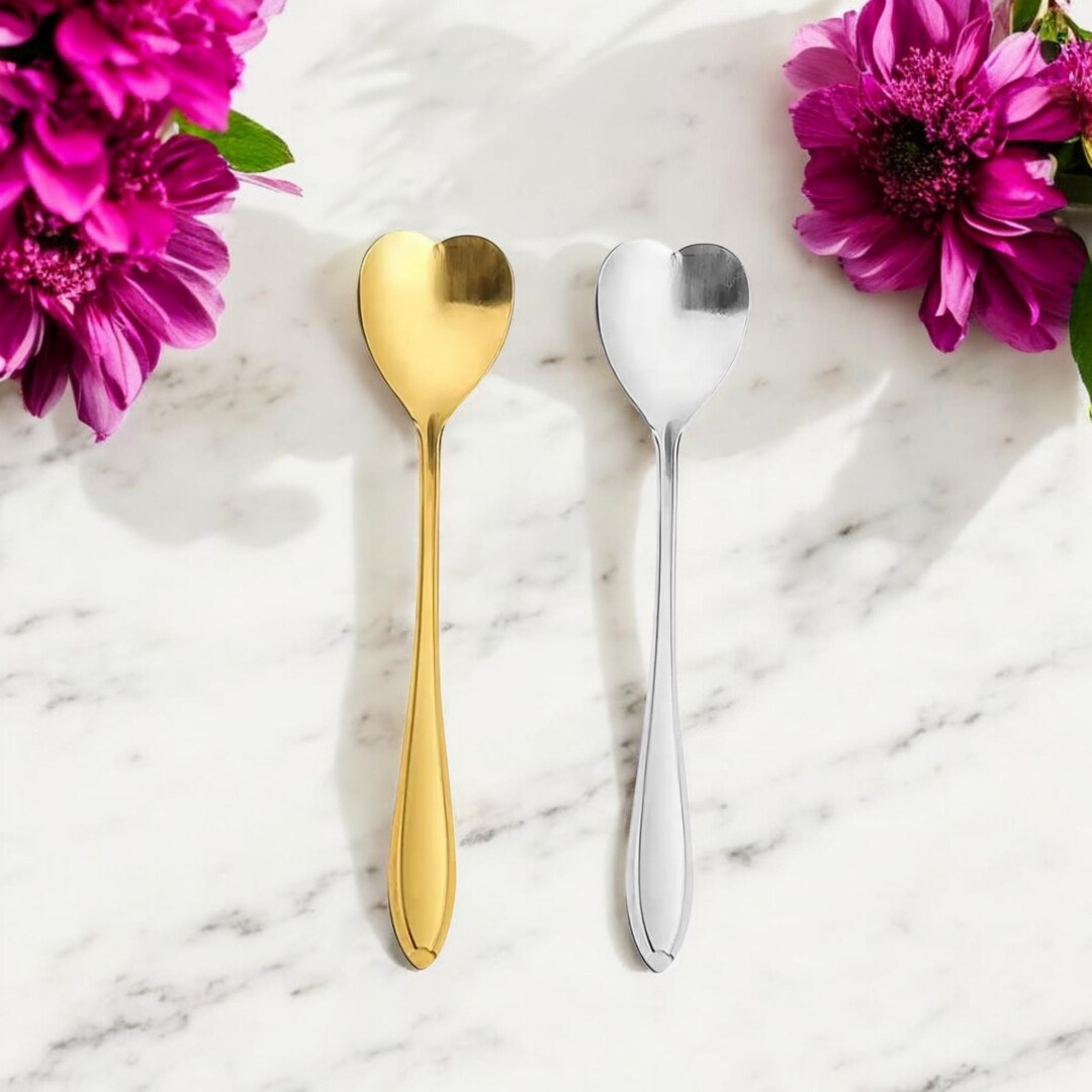 Heart Teaspoon: Pretty Tea Spoon in Gold or Silver (5in) - Etsy