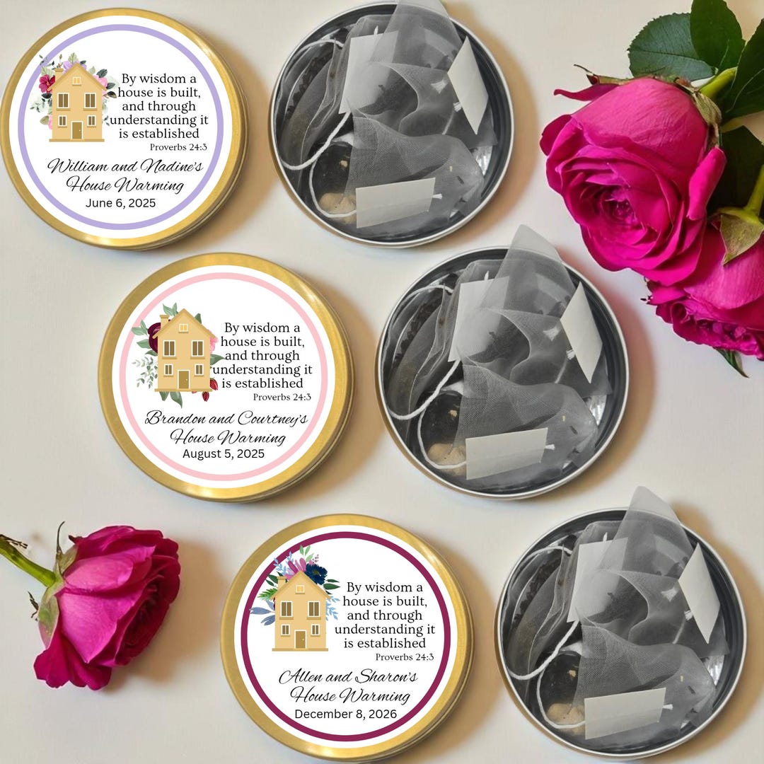 Custom Housewarming Tea Favors: Tea Tin Gifts With Bible Verse (set of ...