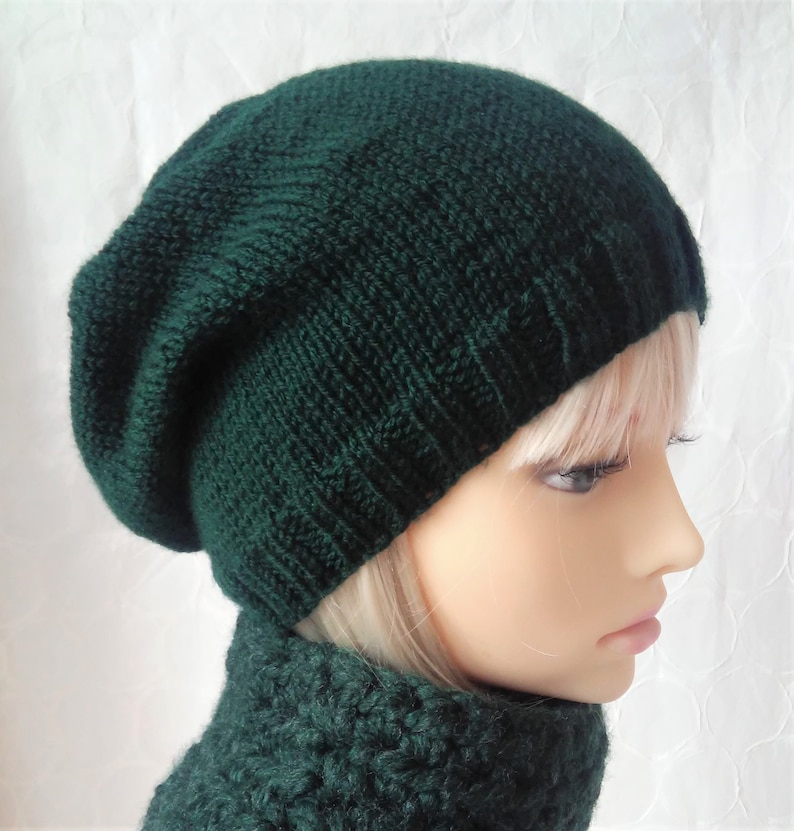 Womens Slouchy Beanie KNITTING PATTERN Easy Slouch Hat Pattern Winter ...