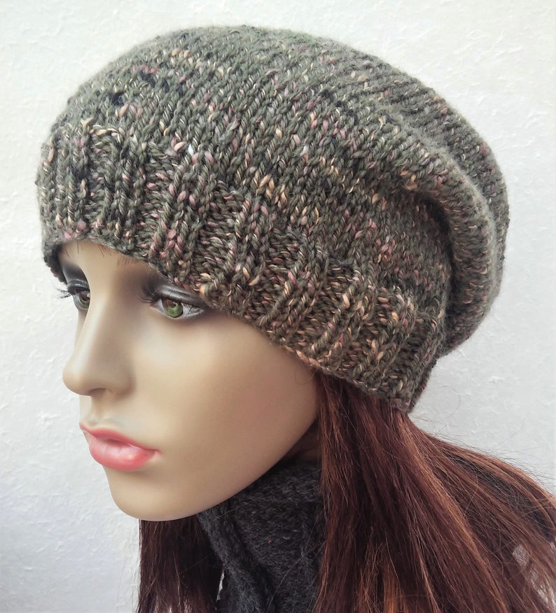 Womens Slouchy Beanie KNITTING PATTERN Easy Slouch Hat Pattern Winter ...